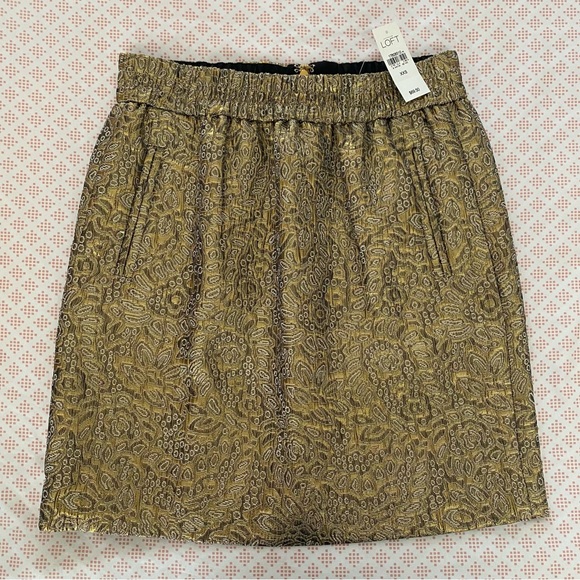 LOFT | Skirts | Loft Gold Sheen Metallic Holiday Mini Skirt Nwt | Poshmark